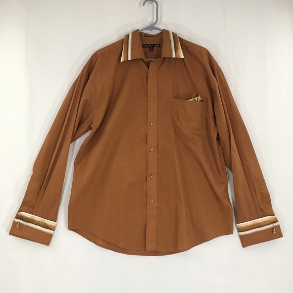 new gen | Shirts | New Gen Mens Brown Button Front Dress Shirt French ...